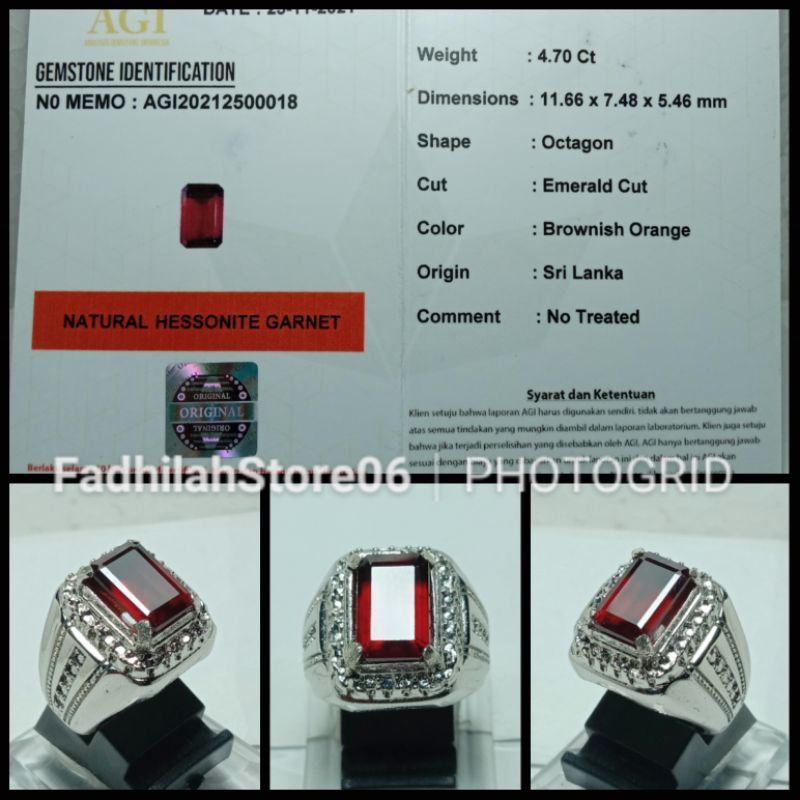NATURAL HESSONITE GARNET OCTAGON TOP LUSTER + LAB CERTIFICATE | Shopee Malaysia