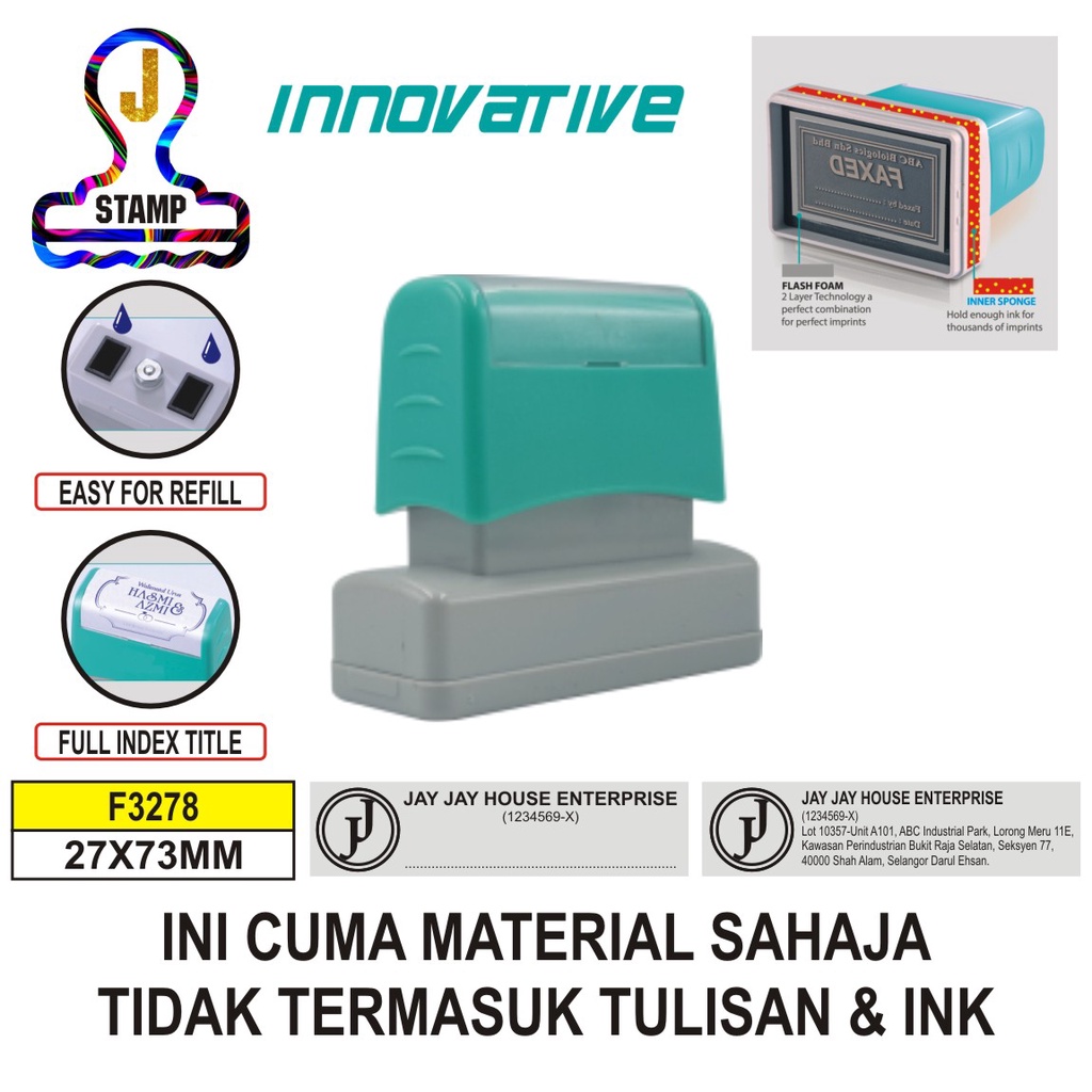 Stamp chop | flash stamp body set only (TIDAK TERMASUK TULISAN / MESIN ...