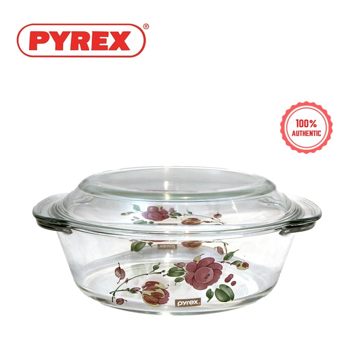 Pyrex Casserole 2.0L Country Rose With Glass Lid Mangkuk Pyrex Country ...