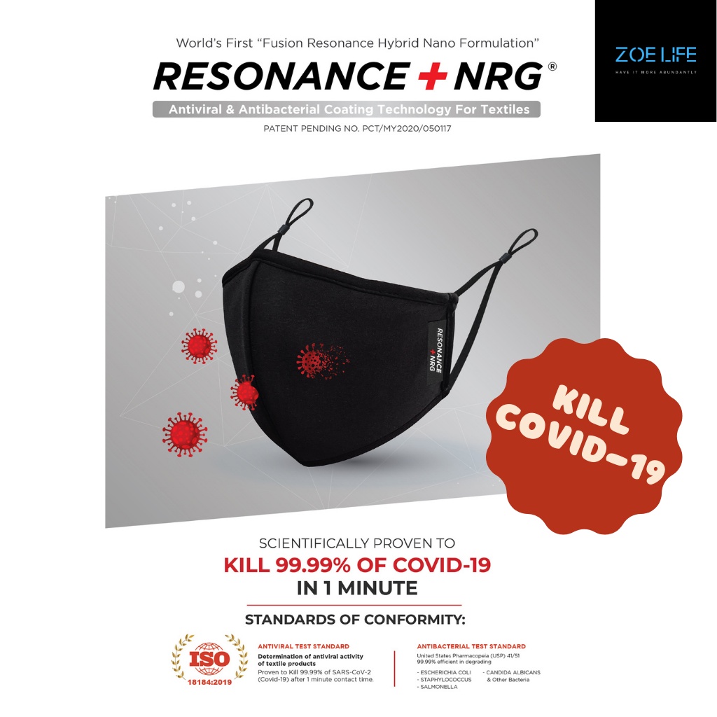 WORLD's FIRST RESONANCE+NRG Mask [ 3 PLY] Antiviral Coating Technology ...