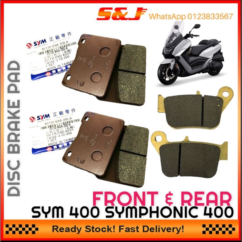 SYM SYMPHONIC 400 SYM400 SYM 400 FRONT / REAR DISC BRAKE PAD DISC PAD ...