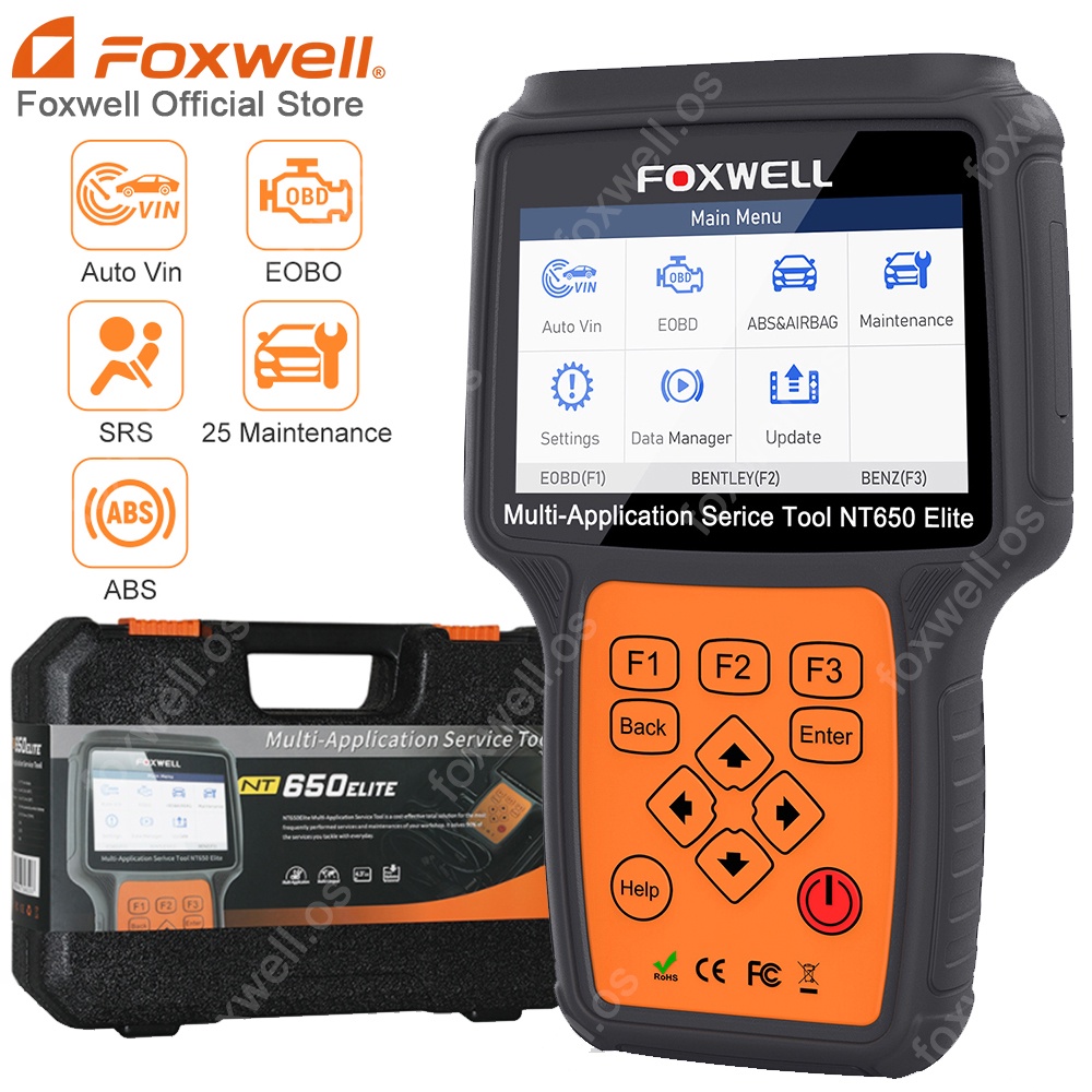 FOXWELL NT650 Elite OBD2 Scanner Check Engine Code Reader TPMS/ BMS ...