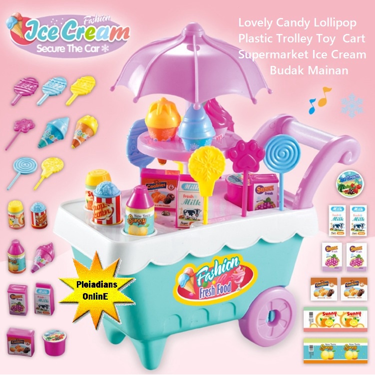 HOMIEE Lovely Candy Lollipop KK Trolley Toy Supermarket Ice Cream Cart ...