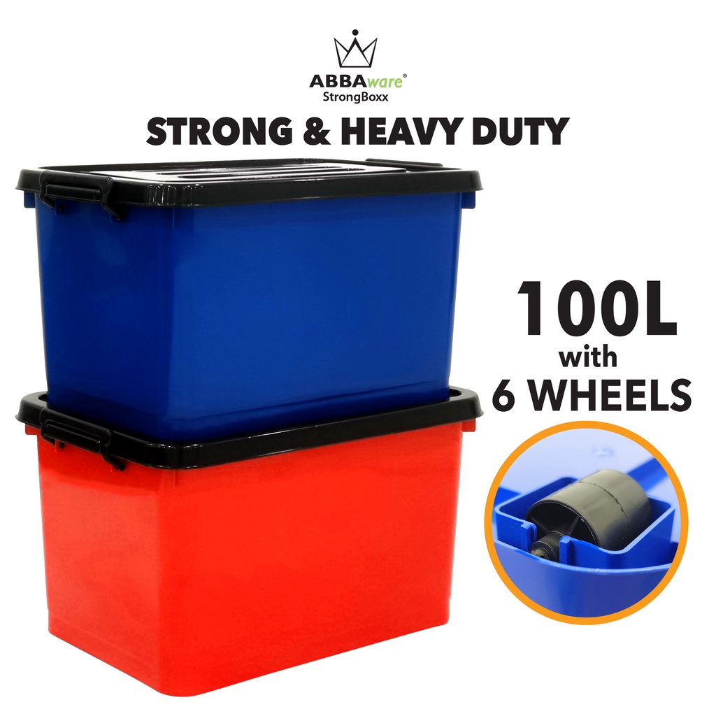 Abbaware Storage Box 100 Litre /Kotak Simpanan dengan roda/Storage Box ...