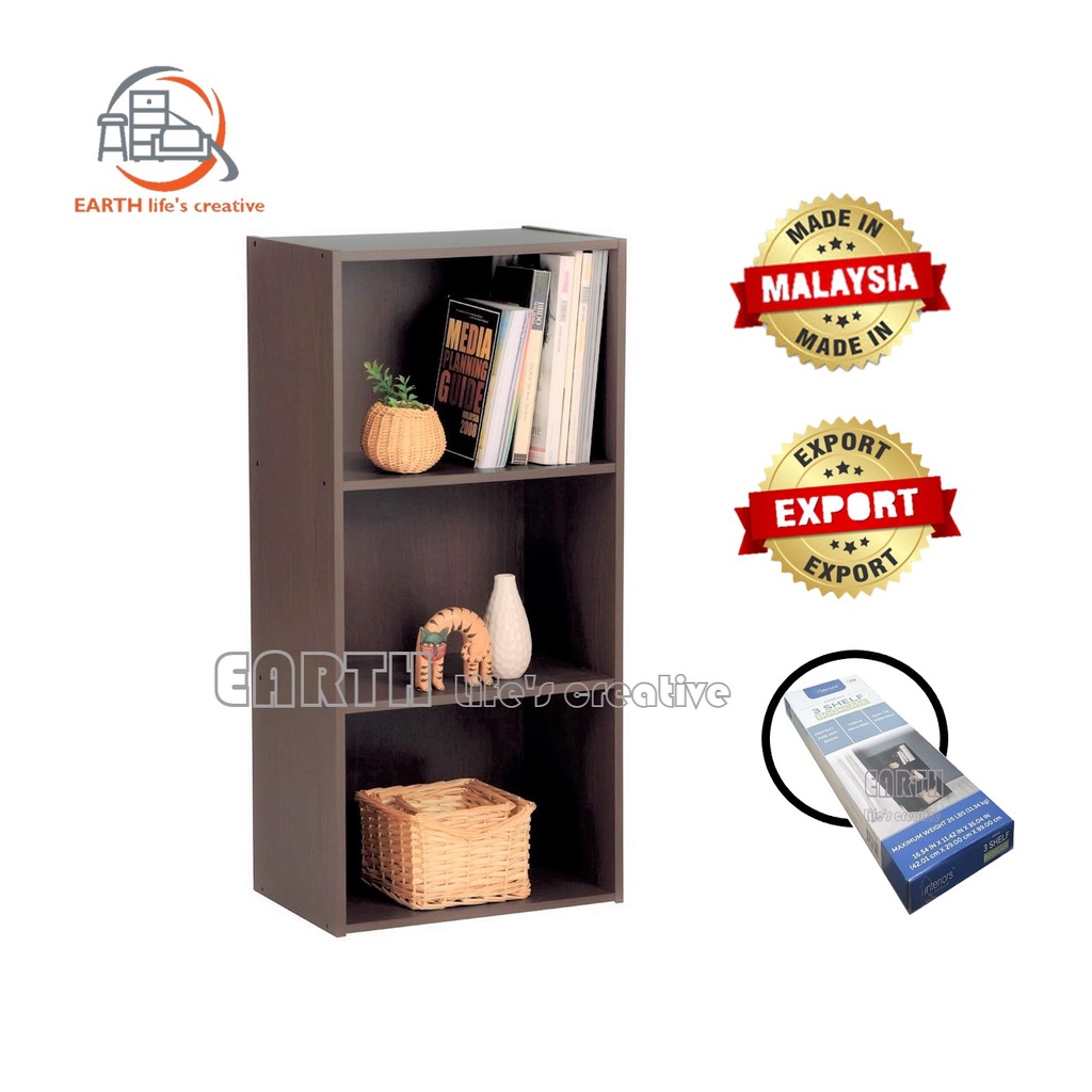 Earth Color Box/Bookshelf/Storage Cabinet/3 Shelf Cabinet/Rak Buku 3 ...