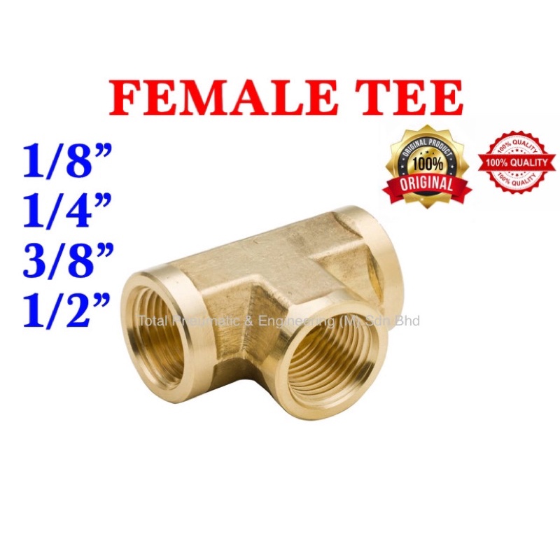 Brass Fitting Female 3 Way Tee Fitting 1/8” 1/4” 3/8” 1/2” Brass Female ...