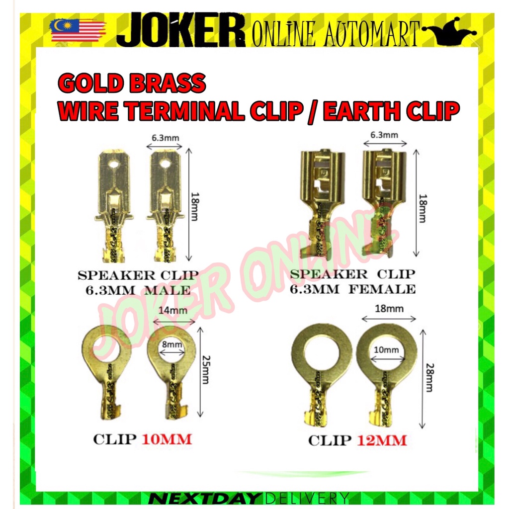 (100 PCS) Gold Terminal Wire Clip Wiring Car Speaker Female Male ...