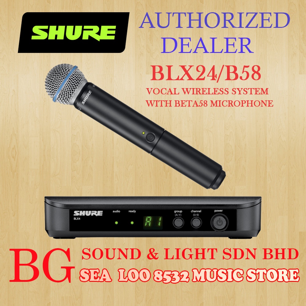 [ SHURE AUTHORIZED DEALER ] BLX24/B58 WIRELESS VOCAL SYSTEM WITH BETA 58 HANDHELD MICROPHONE ...