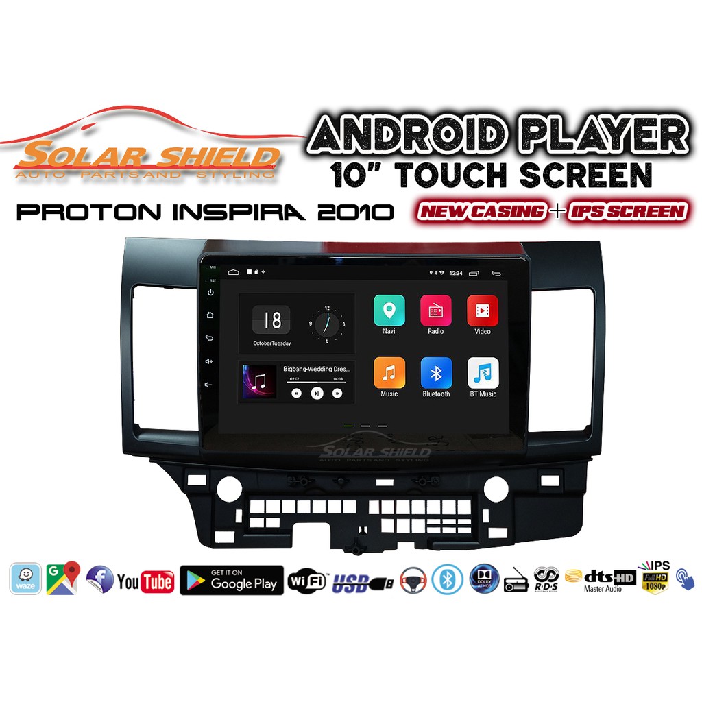 Proton Inspira 2010 10'' Android Player Touch Screen GPS Waze + Casing ...