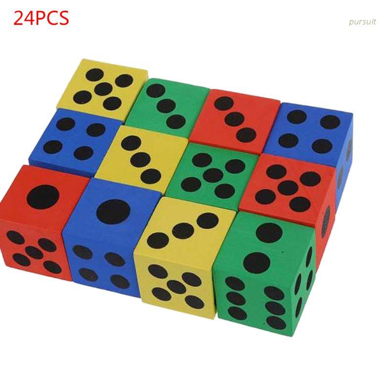 【SUIT】 Foam Dice Set - 24 Pack of Assorted Colorful Big Square Blocks ...