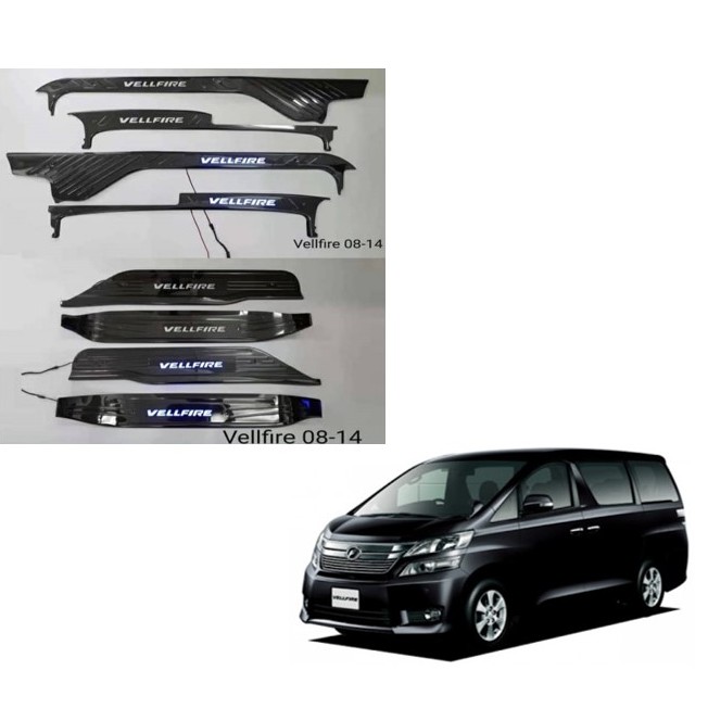 Toyota Vellfire 2008 2010 2012 2014 BLACK/SILVER CHROME Side SILL Plate ...