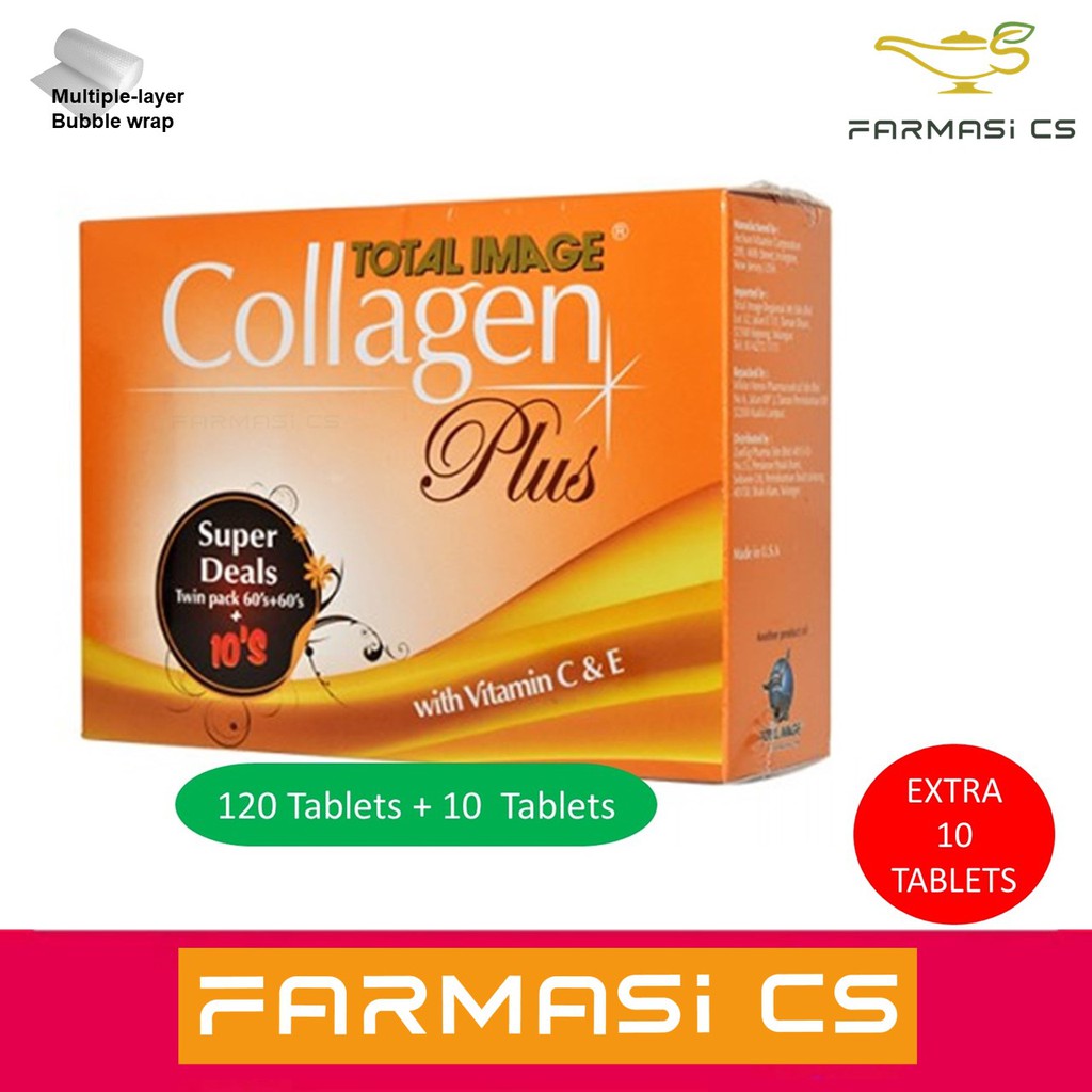 Total Image Collagen Plus with Vitamin C & E 120 Tablets + 10 Tablets ...