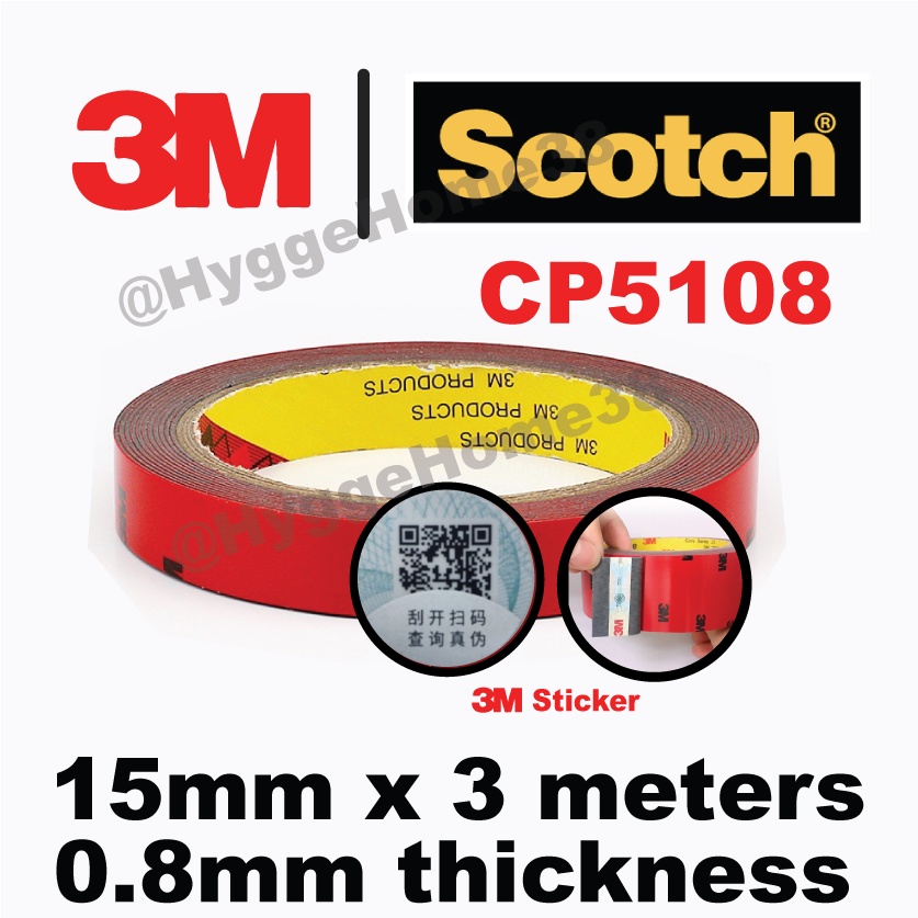 3M Double Sided Tape CP5108 3 Meters Strong Permanent Outdoor Motorcar VHB Heat UV Exterior ...