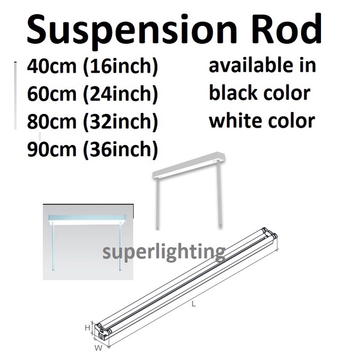Suspension Rod For Fluorescent Light Fitting T8 Fitting 40/60/80/90cm ...