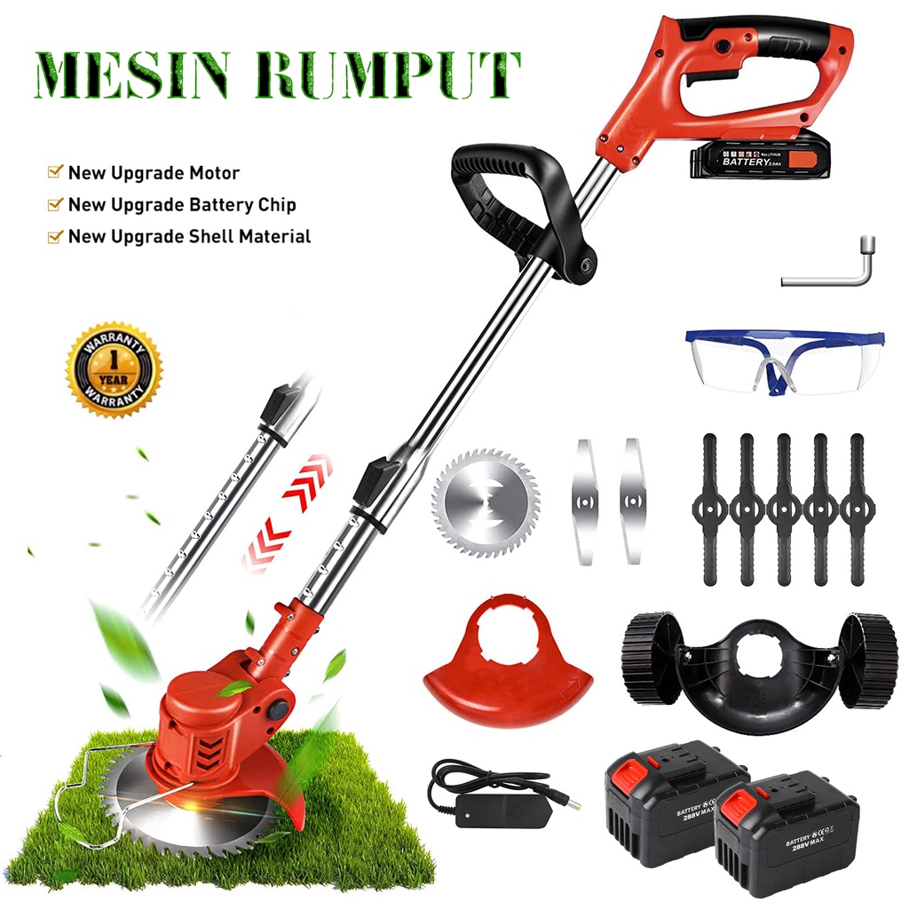 188V 288V 388V Mesin Rumput Grass Cutter Rechargeable Lawn Mower ...
