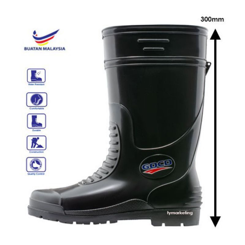 kasut getah safety rubber shoe anti slip boot pasar kebun garden ...