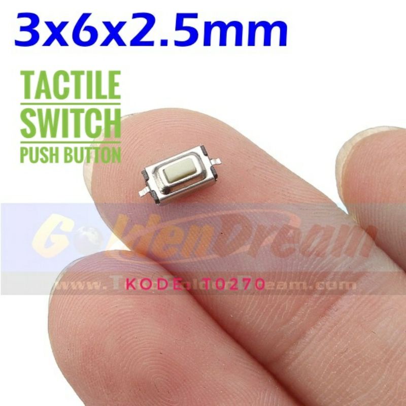 3x6x2.5mm Tact Switch Square Micro SMD Switch 2 Pin Push Button Tactile ...