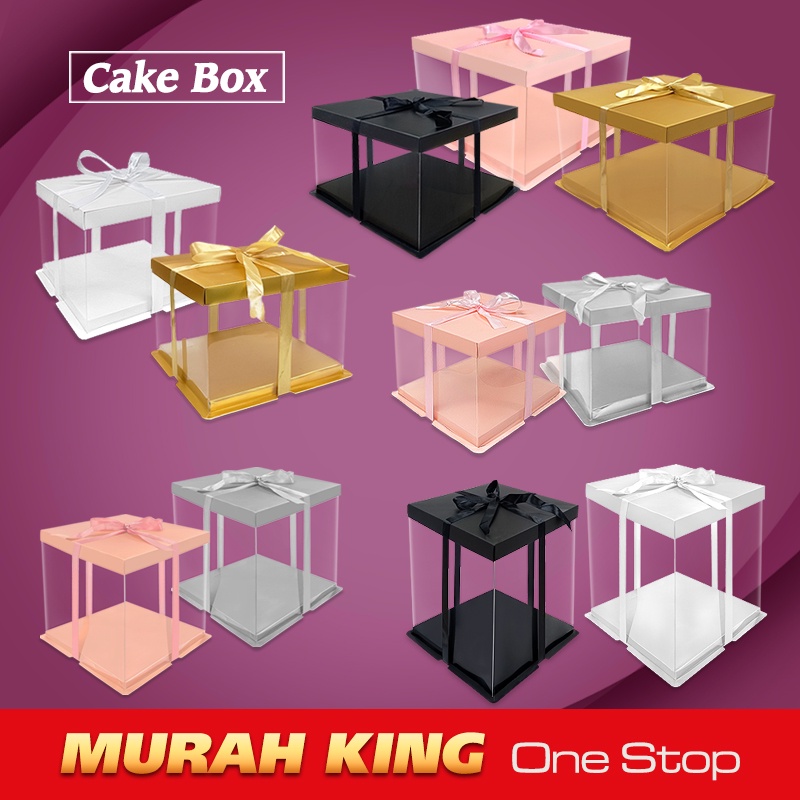 Cake Box Exclusive Transparent PVC Kotak Hantaran siap tapak Kotak Kek ...