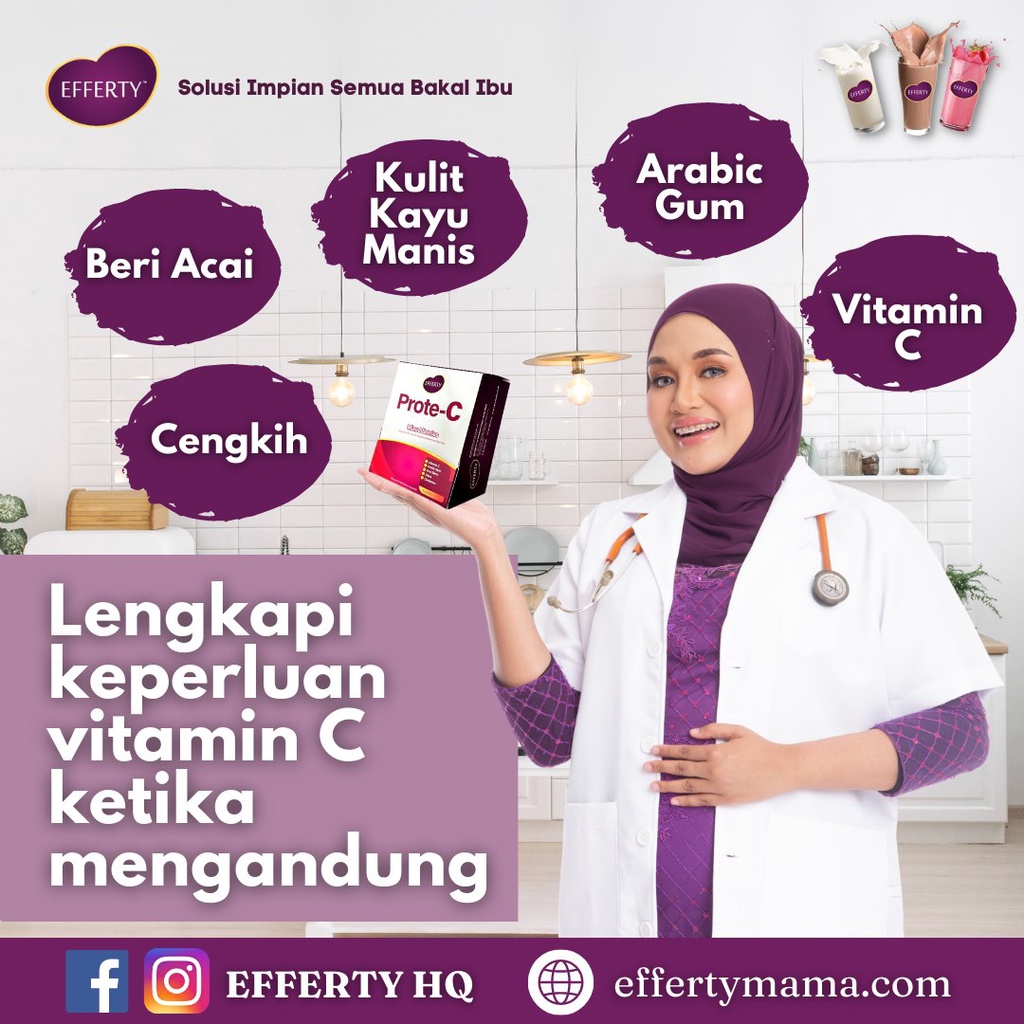(DIRECT HQ) EFFERTY Prote-C | Vitamin C Ikhtiar Hamil, Sesuai untuk ...