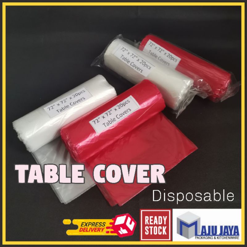 72x72'' Disposable Plastic Table Cover Cloth / 一次性桌布 / Alas Meja ...