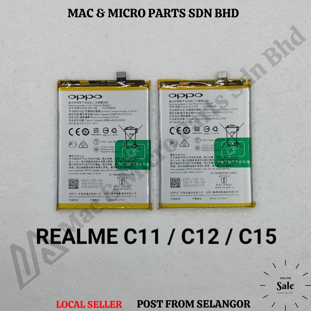 REALME C11 C12 C15 BATTERY MODEL BLP793 (6000mAh) | Shopee Malaysia