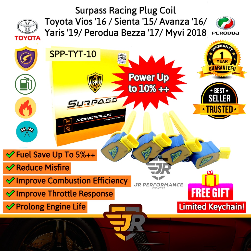 Surpass Power Plus Ignition Plug Coil New Vios Baru Sienta Avanza Bezza ...