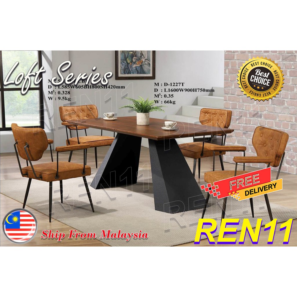 4+ 1 Solid Dining Table, Dining Chair, meja makan, kerusi Makan ...