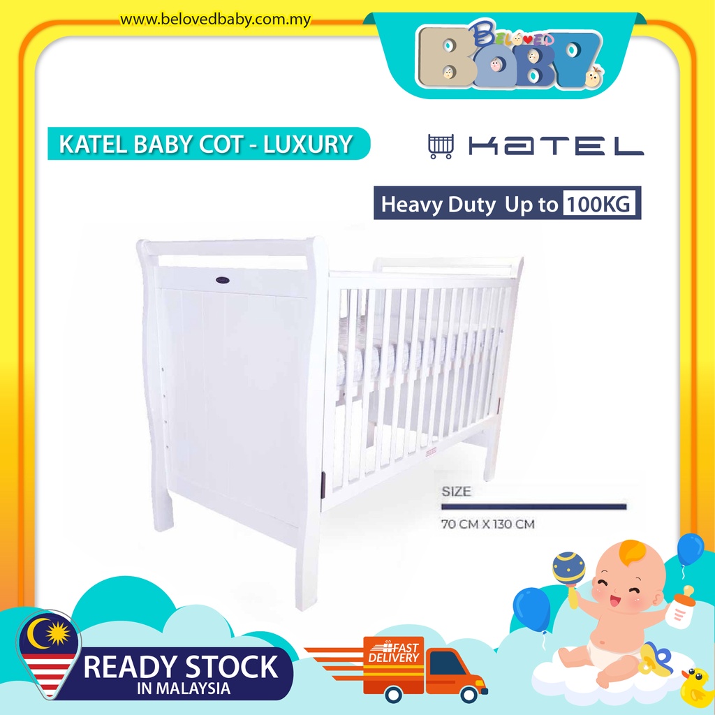 Katel Baby Cot - Luxury White (70 x 130cm) Premium Selection Meranti ...