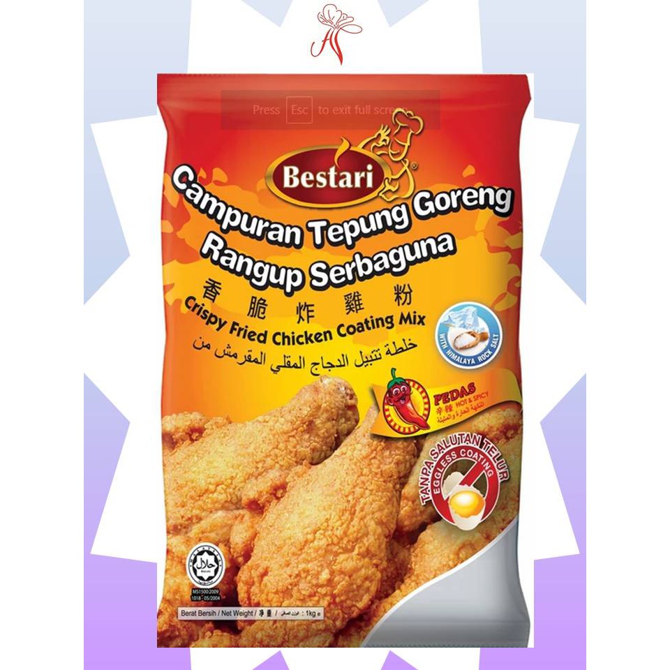 Bestari Crispy Fried Chicken Coating Mix (Hot & Spicy) 1KG |Tepung ...