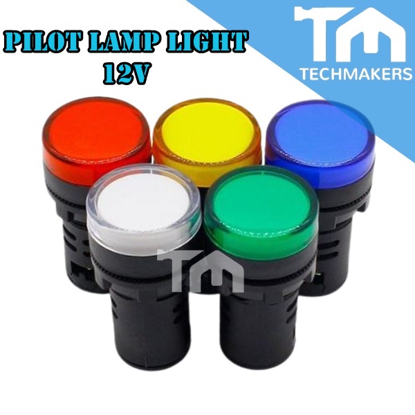 12V 22mm LED Signal Indicator Pilot Lamp Light (Red Yellow Green Blue ...