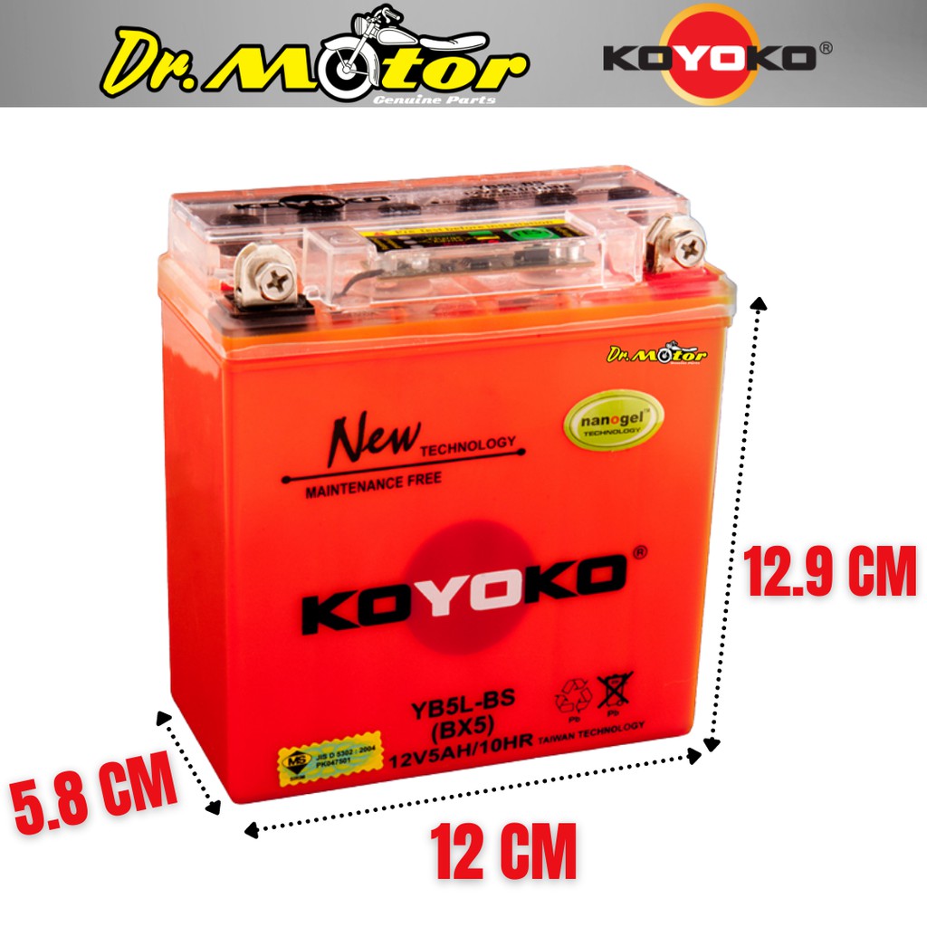 KOYOKO GEL G2 LED BATTERY BATERI MOTOR BATTERI YB3L YB4L YB5L YTZ5 YTZ6 ...