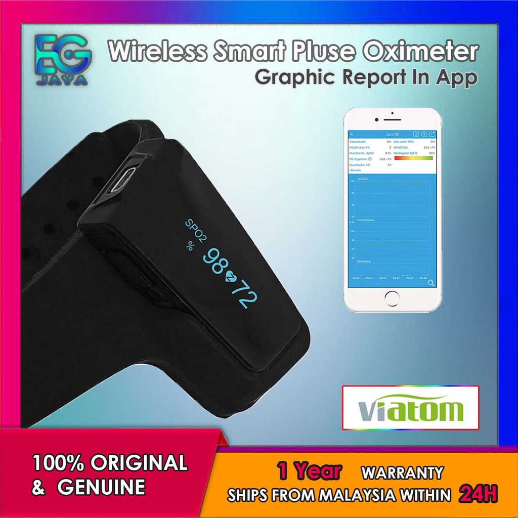 Viatom Checkme O2 Wireless Smart Pluse Oximeter - Overnight Sleep ...
