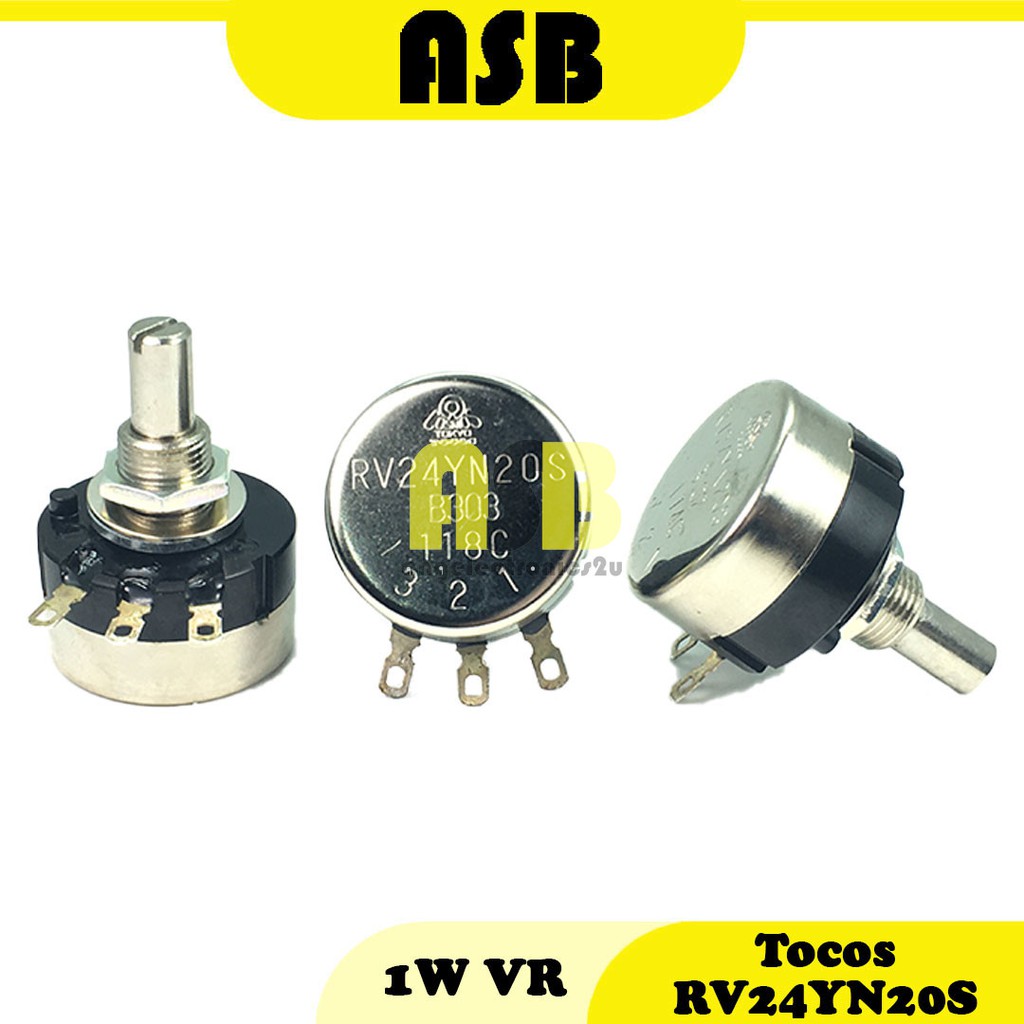 TOCOS RV24YN20S 1W Variable Resistor (O) (100E/ 200E/ 500E/ 1K/ 2K/ 3K ...