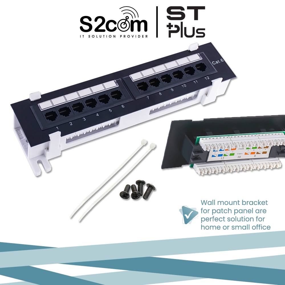 12 Port Cat6 Utp Mini Patch Panel With Wallmount Bracket Shopee Malaysia