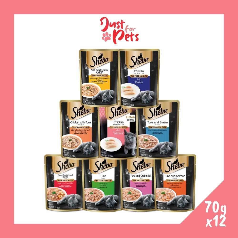 Sheba Pouch 70g Wet Cat Food x12 [chicken, kitten, tuna, salmon, crab ...
