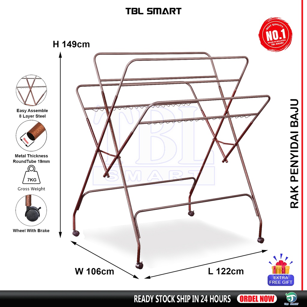 Penyidai Baju TBL H8 - Foldable Cloth Drying Rack / Ampaian Baju ...