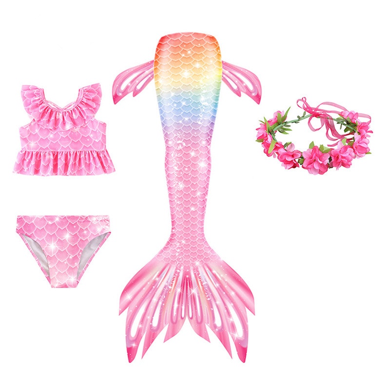 Girls Swimming Mermaid Tail Mermaid Costume Cosplay Children Swimsuit ...