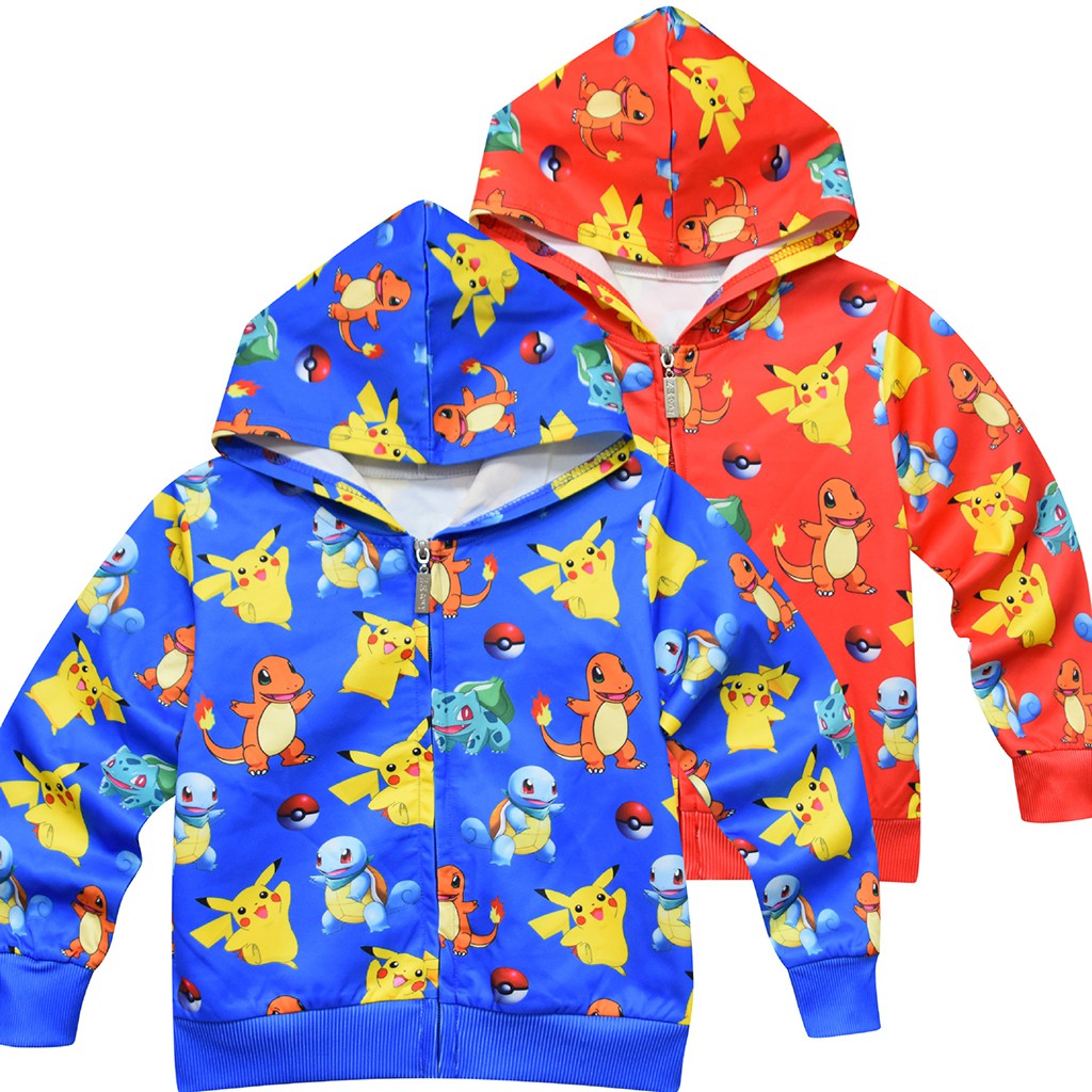 New Kids POKEMON GO Hooded Outerwear Pikachu Jacket Coats | Shopee Malaysia