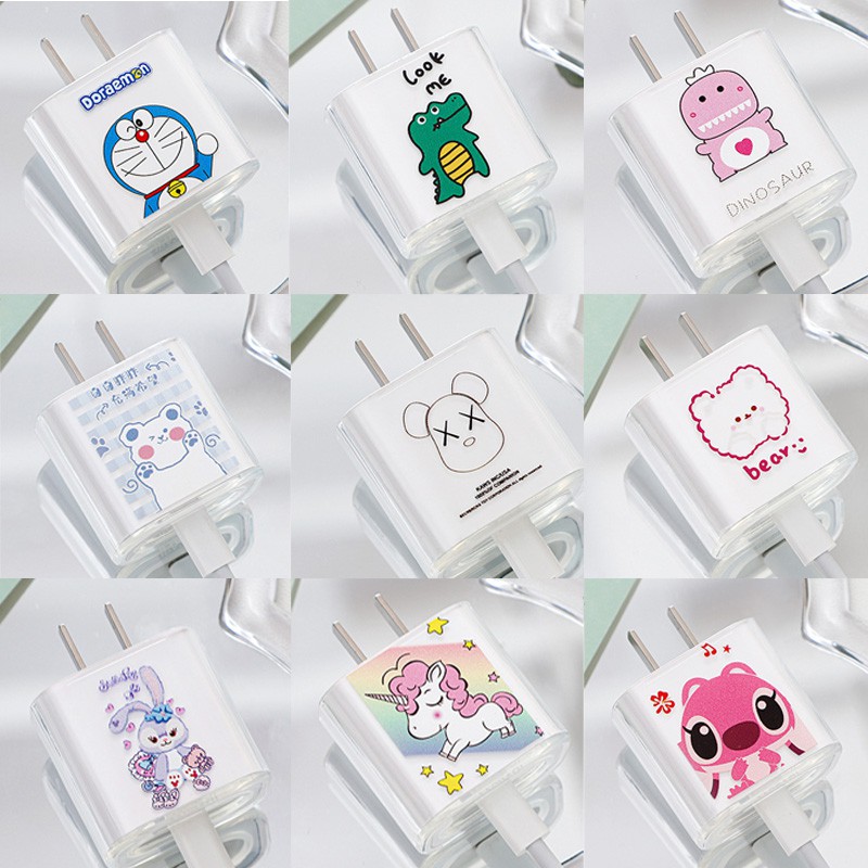 18W/20W Charger Protector Cartoon Transparent Silicone Adapter Cover ...