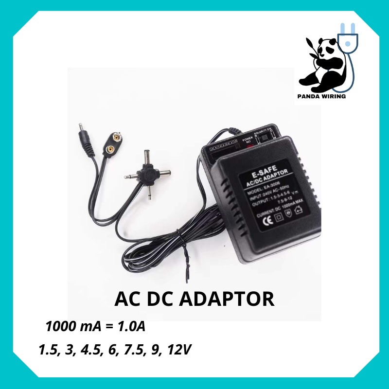 E SAFE UNIVERSAL AC DC ADAPTOR 1000mA 1.5V 3V 4.5V 6V 7.5V 9V 12V | Shopee Malaysia