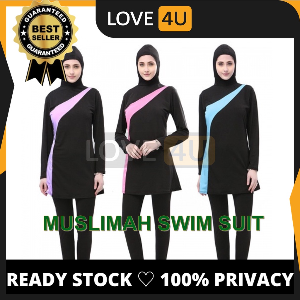 [LOVE4U] Muslimah Swimsuit Hijab Women Female Swimming Suit Baju Renang ...