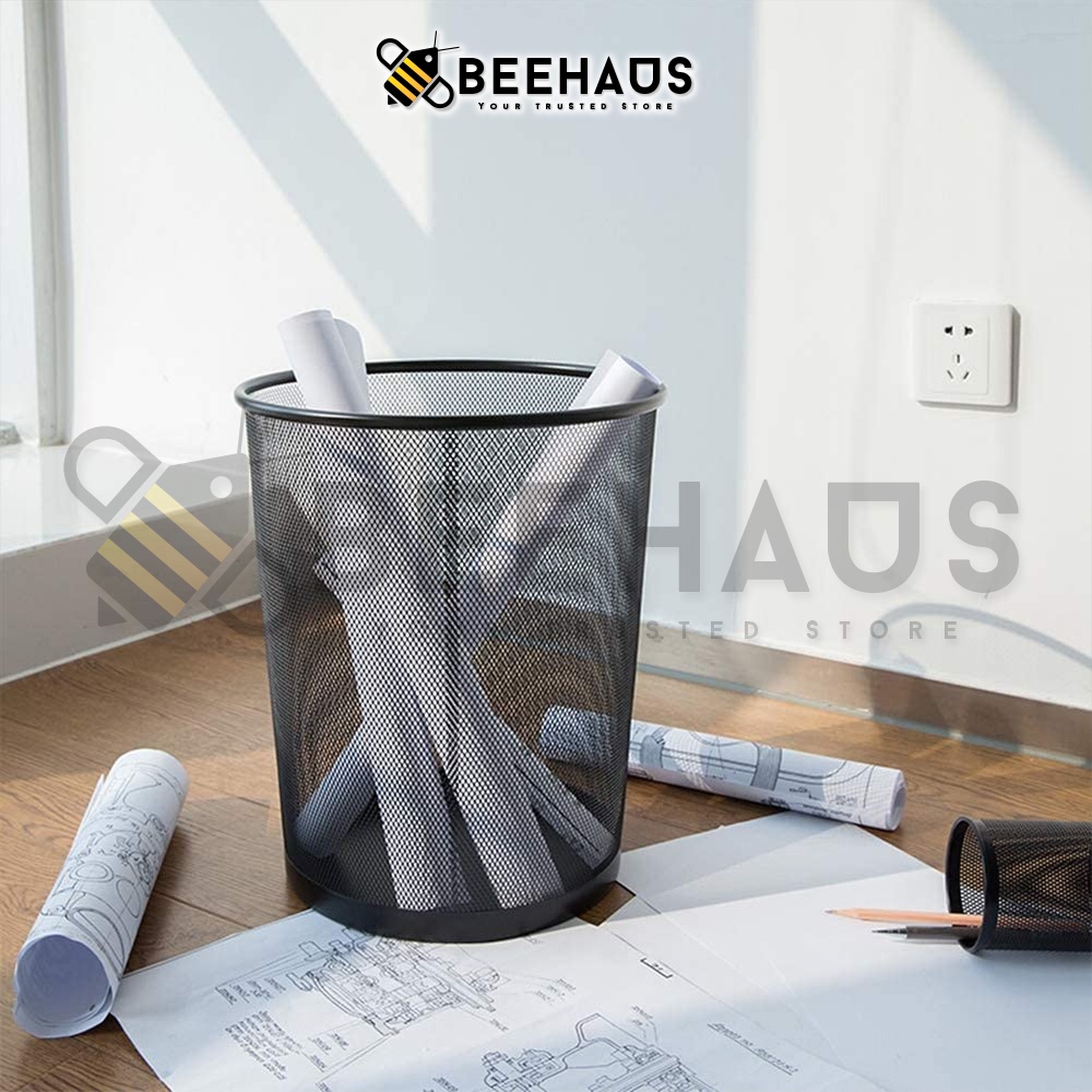 BEEHAUS Metal Mesh Dustbin | Wire Mesh Trash Can Waste Basket Garbage ...