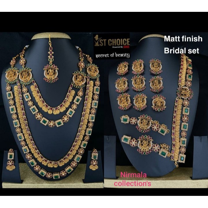 Premium Quality Matte Gold Finish Semi Bridal Set-Ready Stock | Shopee ...