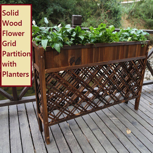 Solid Wood Flower Grid Partition, DIY Wooden Planters Fence, Flower ...