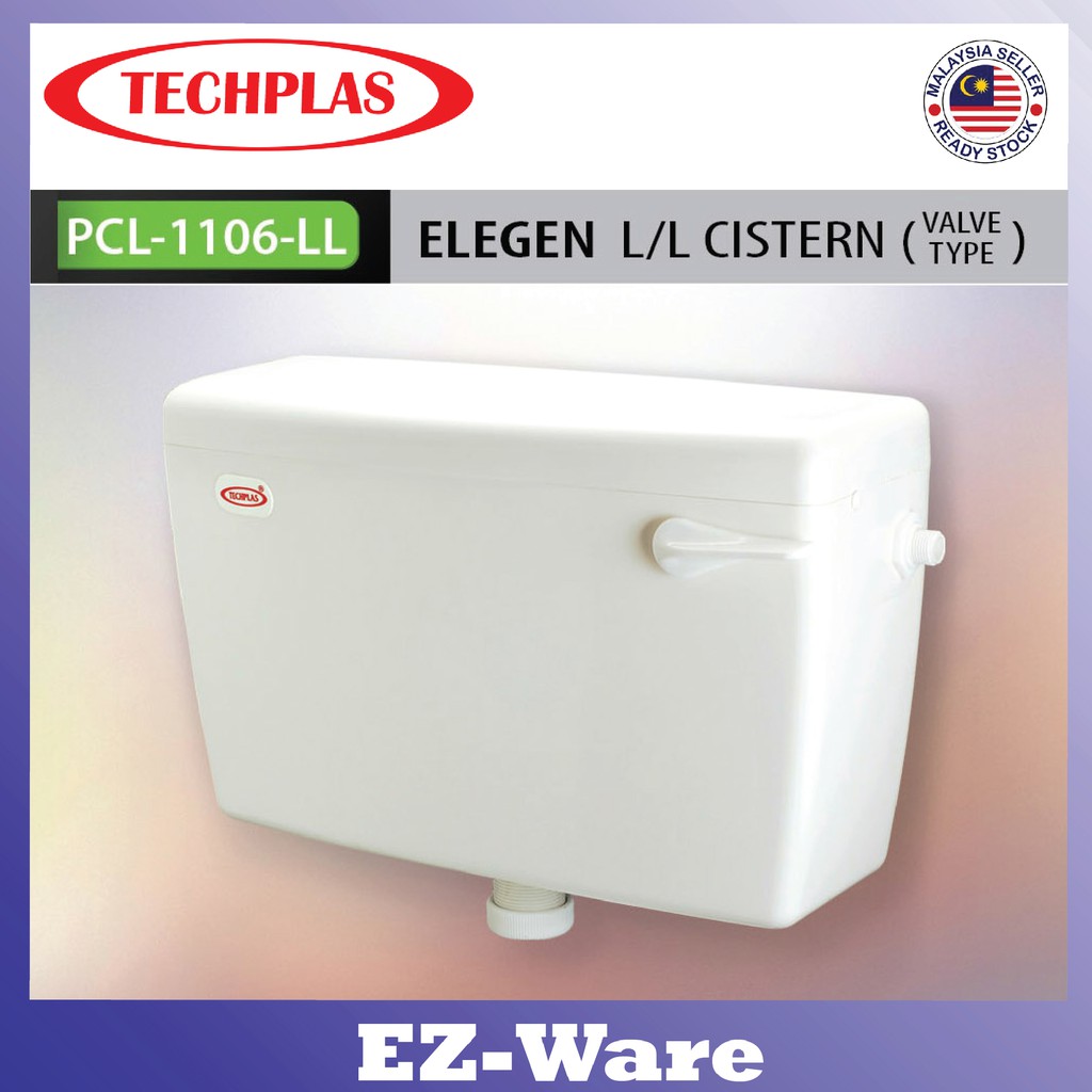 TECHPLAS 1106-Low Level ELEGEN LEVEL PLASTIC Cistern /Tangki Tandas Duduk / toilet water tank ...