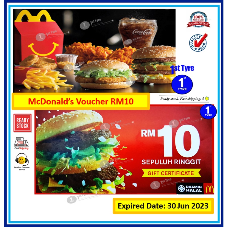 McDonald McDonald's MCD cash voucher -RM10 (1pc voucher) | Shopee Malaysia