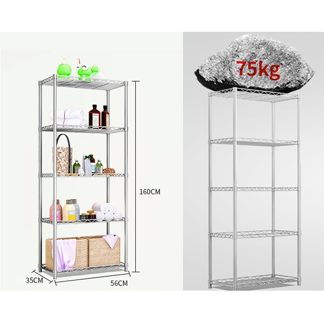 5 Tier Multipurpose Metal Kitchen Storage Rack (1.6m) | Shopee Malaysia