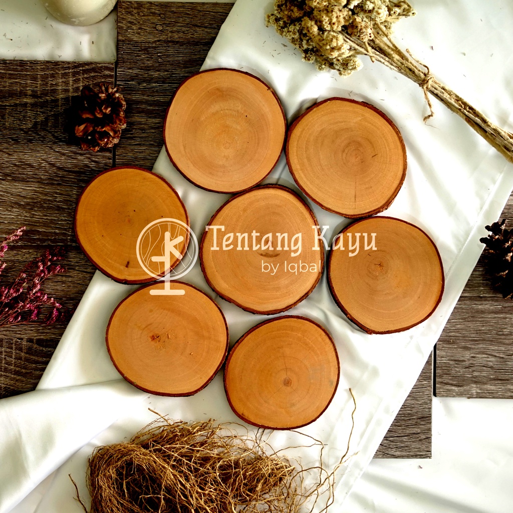 KAYU Unique Natural Wood Pieces Aesthetic Round Coasters Natural ...
