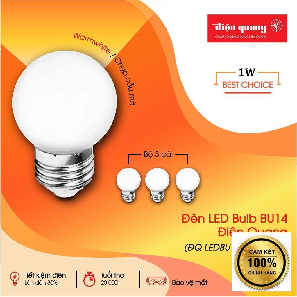 Led bulb Dien Quang DQ LEDBU14G45 01727 (1W warmwhite, matte shade ...