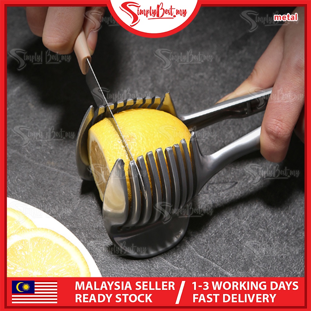 SIMPLYBEST Lemon Cutter Tomato Slicer Metal Cutter Guide Onion Cutting ...